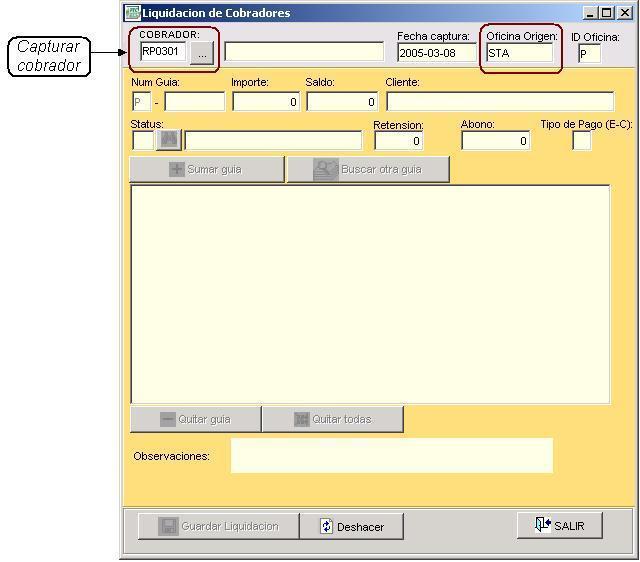 Recepción de Cobradores